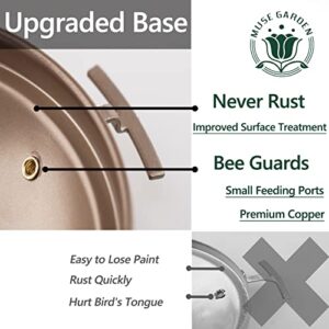 Muse Garden Upgraded Replacement Metal Base, Fits Hummingbird Feeders of Muse Garden Only, Bee Guards and No Rust, Safe for Hummingbirds, Copper+ Red Color Bottom, Containing 2 Seals