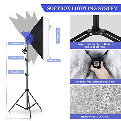 SH 2.6M x 3M/8.5ft x 10ft Photography Lighting Backdrops Stand Accessories Kit and 4 x 65W 5500K Bulbs Green Screen Umbrellas Softbox Continuous Light Kit for Photo Studio Portrait Video Shoot