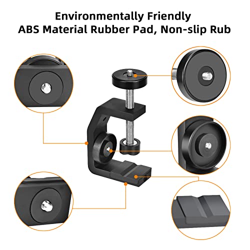 UTEBIT Universal C-Clamp with 1/4" Thread Hole Heavy Duty Aluminum Clamps 2.36 Inch for Desktop Mount Holder LCD Monitor Flash Desks Home Woodworking