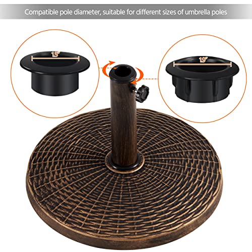 Yaheetech 22 lbs Heavy Duty Outdoor Umbrella Base 18" Round Patio All-Weather Umbrella Stand Market Umbrella Base for Garden & Lawn, Bronze