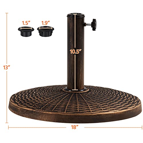 Yaheetech 22 lbs Heavy Duty Outdoor Umbrella Base 18" Round Patio All-Weather Umbrella Stand Market Umbrella Base for Garden & Lawn, Bronze