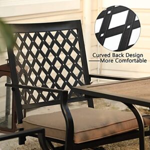 PHI VIALLA Patio Outdoor Swivel Dining Chairs Outdoor Furniture Chairs Set of 4 with Cushion Suports 300lbs for Lawn Garden Backyard Weather Resistant-Black Frame