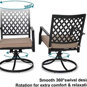 PHI VIALLA Patio Outdoor Swivel Dining Chairs Outdoor Furniture Chairs Set of 4 with Cushion Suports 300lbs for Lawn Garden Backyard Weather Resistant-Black Frame