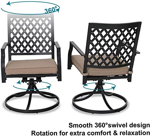 PHI VIALLA Patio Outdoor Swivel Dining Chairs Outdoor Furniture Chairs Set of 4 with Cushion Suports 300lbs for Lawn Garden Backyard Weather Resistant-Black Frame