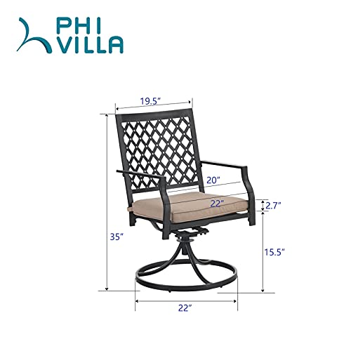 PHI VIALLA Patio Outdoor Swivel Dining Chairs Outdoor Furniture Chairs Set of 4 with Cushion Suports 300lbs for Lawn Garden Backyard Weather Resistant-Black Frame