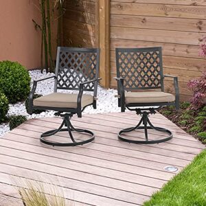 PHI VIALLA Patio Outdoor Swivel Dining Chairs Outdoor Furniture Chairs Set of 4 with Cushion Suports 300lbs for Lawn Garden Backyard Weather Resistant-Black Frame