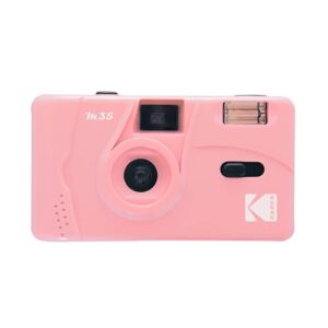 kodak m35 35mm film camera, reusable, focus free, easy to use, build in flash and compatible with 35mm color negative or b/w film (film and aaa battery not included) (candy pink)