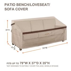 PATIOASIS Patio Loveseat Cover Waterproof 3 Seater Outdoor Deep Lounge Sofa Covers 79inch x 37inch x 35inch (L x W x H) Lawn Patio Furniture Covers with Air Vent Beige & Brown