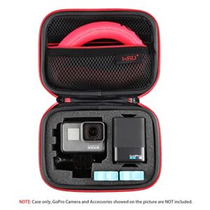 HSU Small Case for GoPro Hero 11/10/9/8, Hero7 Black,6,5, 4, 3+, 3,Hero(2018) Carrying Case for Action Cameras and GoPro Accessories(Small Size Red)