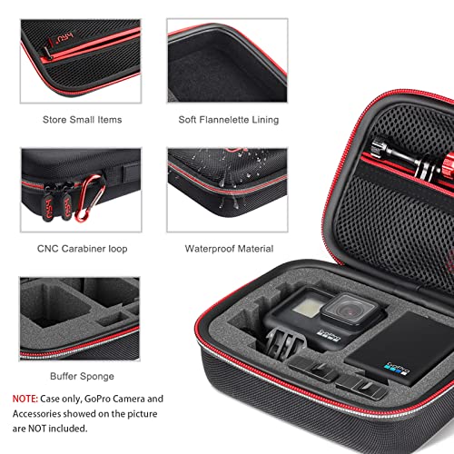 HSU Small Case for GoPro Hero 11/10/9/8, Hero7 Black,6,5, 4, 3+, 3,Hero(2018) Carrying Case for Action Cameras and GoPro Accessories(Small Size Red)