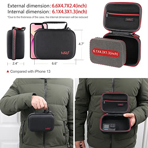 HSU Small Case for GoPro Hero 11/10/9/8, Hero7 Black,6,5, 4, 3+, 3,Hero(2018) Carrying Case for Action Cameras and GoPro Accessories(Small Size Red)