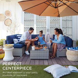 Best Choice Products 7-Piece Modular Outdoor Sectional Wicker Patio Furniture Conversation Sofa Set w/ 6 Chairs, 2 Pillows, Seat Clips, Coffee Table, Cover Included - Brown/Tan