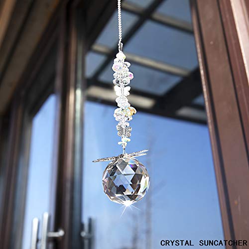 Hanging Sun Catchers with Crystals Butterfly Dragonfly Decor Window Garden Crystal Prism Rainbow Maker Suncatcher