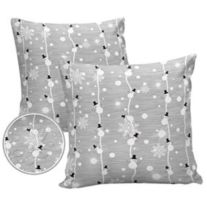 Christmas Outdoor Pillow Covers Snowman Snowflake Waterproof Lumbar Pillowcases Set of 2 Chritsmas Lights Grey Background Decorative Patio Furniture Pillows 16x16 inch x 2pcs