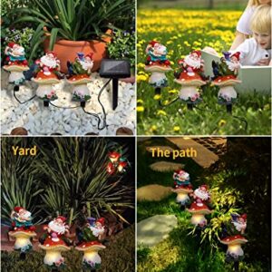 LOGUIDE Outdoor Garden Gnome Statue Solar Lights,Set of 3 LED Resin Mushroom Gnome Garden Stake Lights,Waterproof Outdoor Figurine for Garden,Yard,Flower Bed,Grave,Walkway Decor,Gift for Gnome Lovers