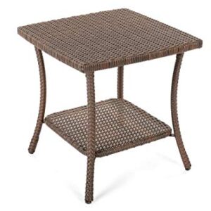 W Unlimited Leisure Collection Outdoor Garden Patio Furniture End Table, Dark Brown