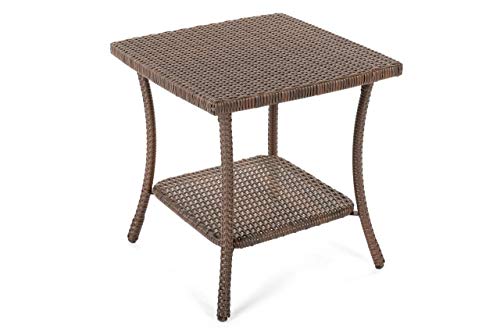 W Unlimited Leisure Collection Outdoor Garden Patio Furniture End Table, Dark Brown