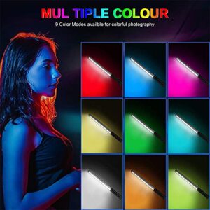 LED Light Sticks RGB Light Wand, Photography Light Stick LED Video Lighting Kit 9 Color Modes, with 26.2" to 78.7" Tripods, Adjustable 3200K-5600K, Pack of 2 [Upgraded]