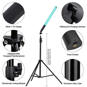 LED Light Sticks RGB Light Wand, Photography Light Stick LED Video Lighting Kit 9 Color Modes, with 26.2" to 78.7" Tripods, Adjustable 3200K-5600K, Pack of 2 [Upgraded]