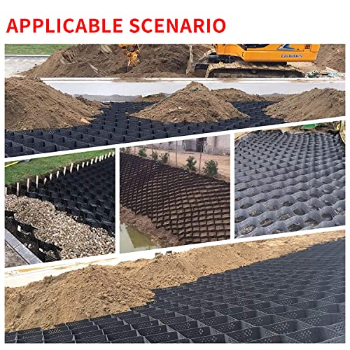 Baoz 4" Geocell Geogrid 9.8x16.4 ft Ground Grid 1885 lbs/sq ft Honeycomb Permeable Paving Gravel Grid for Heavy Load Resistance Slope Driveways, Parking Lots, Landscaping, Garden