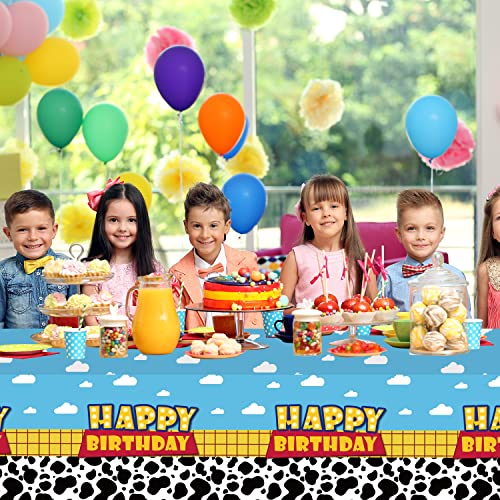 Cartoon Story Backdrop Birthday Party Supplies & 3 Pack Cartoon Story Birthday Tablecloth