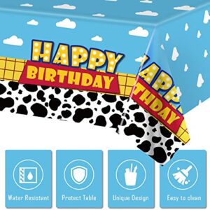 Cartoon Story Backdrop Birthday Party Supplies & 3 Pack Cartoon Story Birthday Tablecloth