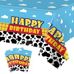 Cartoon Story Backdrop Birthday Party Supplies & 3 Pack Cartoon Story Birthday Tablecloth