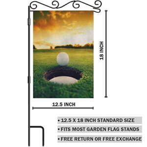 AOYEGO Golf Burlap Garden Flag Double Sided Premium Fabric Detail on the Lawn At Dusk, Golf Club Outdoor Decoration Banner for Yard Lawn 12.5" x 18"