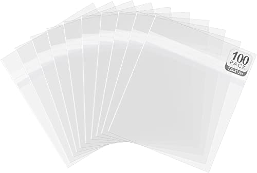 Golden State Art, 100 Pack Clear Bags for Mats, Pictures, Acid-Free, 12-11/16" x 12-3/8"