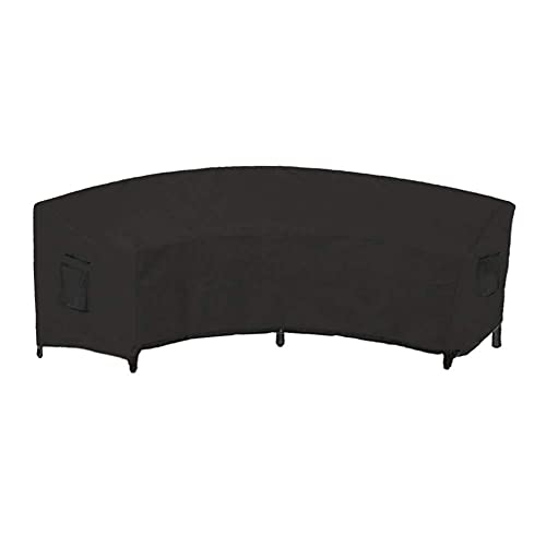 Curved Sofa Cover UCARE Outdoor Patio Furniture Cover Couch Sectional Protector Waterproof Half Moon Sofa Set Cover with Windproof Elastic Cord(Black, 190.1x38.9x36.2in/483x99x92cm)