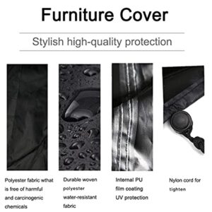 Curved Sofa Cover UCARE Outdoor Patio Furniture Cover Couch Sectional Protector Waterproof Half Moon Sofa Set Cover with Windproof Elastic Cord(Black, 190.1x38.9x36.2in/483x99x92cm)