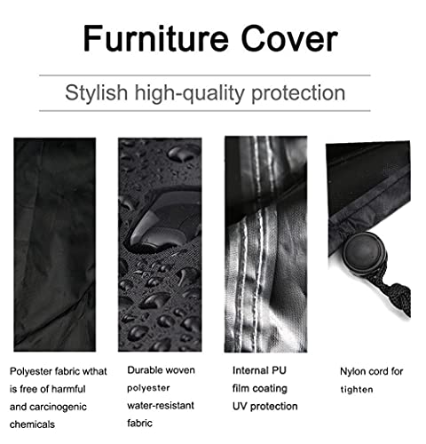 Curved Sofa Cover UCARE Outdoor Patio Furniture Cover Couch Sectional Protector Waterproof Half Moon Sofa Set Cover with Windproof Elastic Cord(Black, 190.1x38.9x36.2in/483x99x92cm)