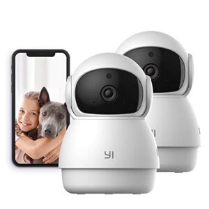 yi 2pc pan-tilt dome security camera, 360 degree 2.4g smart indoor pet dog cat cam with night vision, 2-way audio, motion detection, phone app, compatible with alexa and google assistant