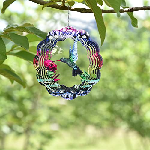 2 Pack Butterfly Metal Wind Spinners Hummingbird Hanging Wind Spinner Stainless Steel Hanging Garden Decor Yard Decorations Outdoor Wind Spinners for Yard and Garden Ornaments Decorations 12 Inches