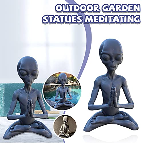 SNSN Meditating Alien Garden Sculptures & Statues, Alien Resin Statue Ornament Yard Best Art Decor for Indoor Outdoor Home or Office Collectible Figurine Gift, Grey, Small (SNSN-cijia-1)