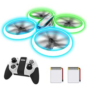 q9s drones for kids,rc drone with altitude hold and headless mode,quadcopter with blue&green light,propeller full protect,2 batteries and remote control,easy to fly kids gifts toys for boys and girls