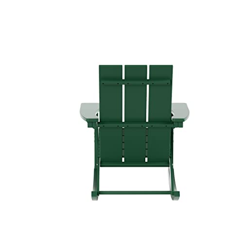 WO Patio Furniture Adirondack Rocking Chair, Supreme Quality, HDPE, All-Weather and UV Protection for Any Outdoor Spaces (Dark Green)