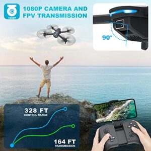 Drone with 1080P Camera for Adults and Kids, Foldable FPV Remote Control Quadcopter with Voice Control, Gestures Selfie, Altitude Hold, One Key Start, 3D Flips, 2 Batteries, Toys Gifts for Boys Girls