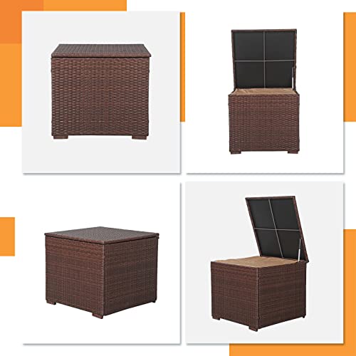 Patiorama 88 Gallon Wicker Deck Box, Indoor/Outdoor Storage Box for Patio Cushions, Gardening Tools and Toys - Resin Rattan Patio Cushion Storage Bin, Brown