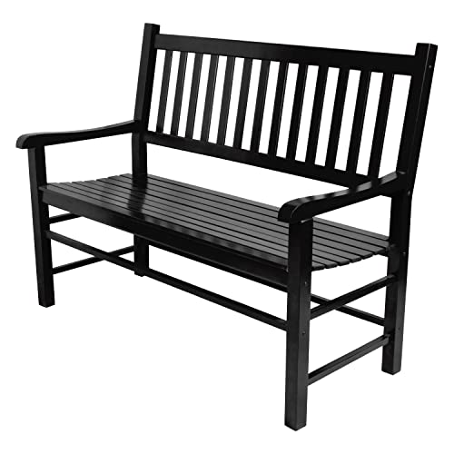 Shine Company 4217BK Eden Garden Indoor Outdoor Porch Wooden Bench, Black