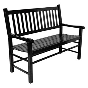 Shine Company 4217BK Eden Garden Indoor Outdoor Porch Wooden Bench, Black