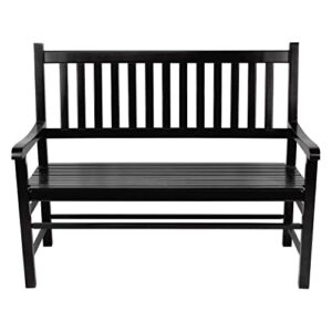 Shine Company 4217BK Eden Garden Indoor Outdoor Porch Wooden Bench, Black