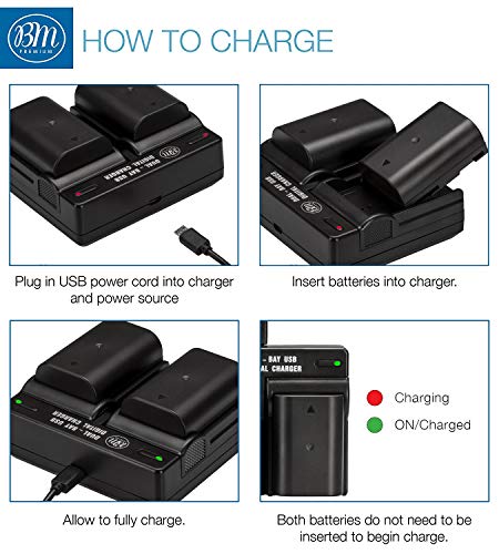 BM Premium 2-Pack of DMW-BLF19, DMW-BLF19e, DMW-BLF19PP Batteries and Dual Battery Charger for Panasonic Lumix DC-G9, DC-GH5, DMC-GH3, DMC-GH3K, DMC-GH4, DMC-GH4K Digital Camera