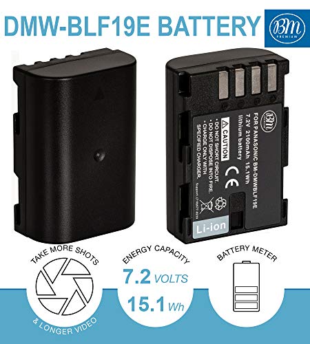 BM Premium 2-Pack of DMW-BLF19, DMW-BLF19e, DMW-BLF19PP Batteries and Dual Battery Charger for Panasonic Lumix DC-G9, DC-GH5, DMC-GH3, DMC-GH3K, DMC-GH4, DMC-GH4K Digital Camera