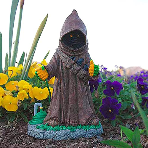 BW-King Halloween Garden Decoration Star Wars Figures Gnomes Garden Decorations, Snjiaheim Lawn Sculpture Resin Figurine, Make Your Garden Full of Mystery, Halloween Patio Decor-Bronze Yellow