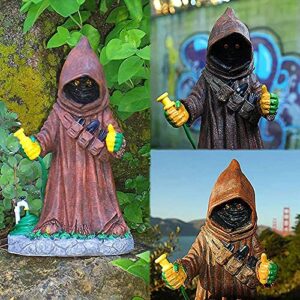 BW-King Halloween Garden Decoration Star Wars Figures Gnomes Garden Decorations, Snjiaheim Lawn Sculpture Resin Figurine, Make Your Garden Full of Mystery, Halloween Patio Decor-Bronze Yellow