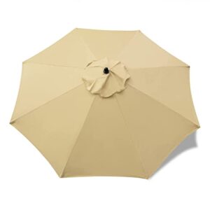 Sunnyglade 9ft Patio Umbrella Replacement Canopy Market Umbrella Top Outdoor Umbrella Canopy with 8 Ribs (Tan)