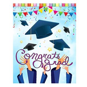 wamika congrats grad graduation cap confetti double sided garden yard flag 12″ x 18″, celebrate graduation season summer holiday decorative garden flag banner for outdoor home decor party