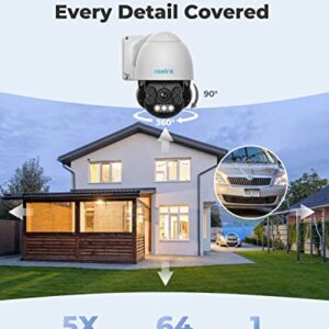 REOLINK 4K PTZ Outdoor Camera, PoE IP Home Security Surveillance, 5X Optical Zoom Auto Tracking, 3pcs Spotlights Color Night Vision, Two Way Talk, Up to 256GB SD Card(Not Included), RLC-823A