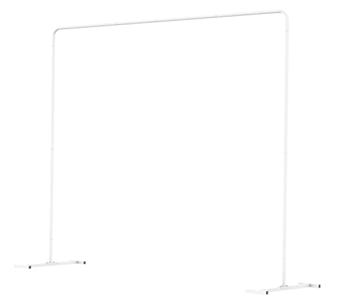 LANGXUN Heavy Duty White Metal Square Backdrop Stand Arch for Wedding Birthday Decoration, Graduation Decorations, Ceremony Reception, Event Party Supplies, Baby Shower Photo Booth Background Supplies